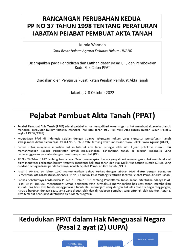 Rancangan Perubahan Kedua PP PPAT | PDF