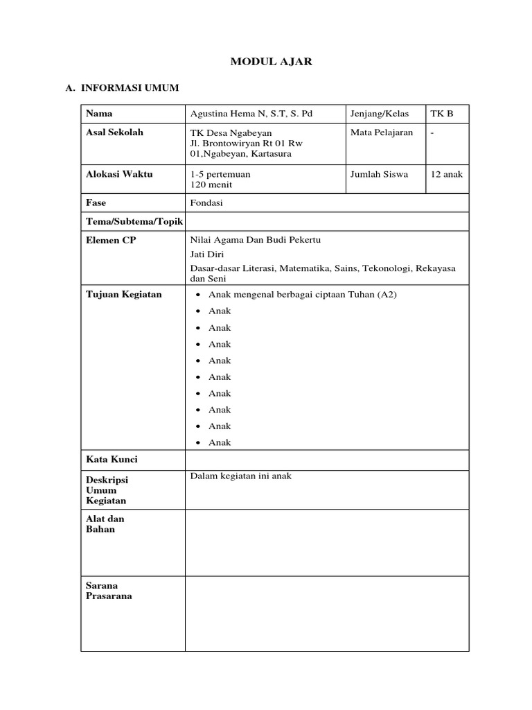 Modul Ajar 20232024 - Edit Format | PDF