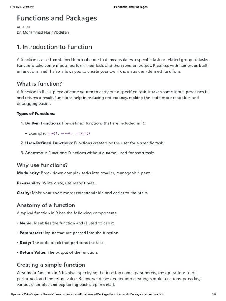 Functions And Packages Pdf Parameter Computer Programming Data Set