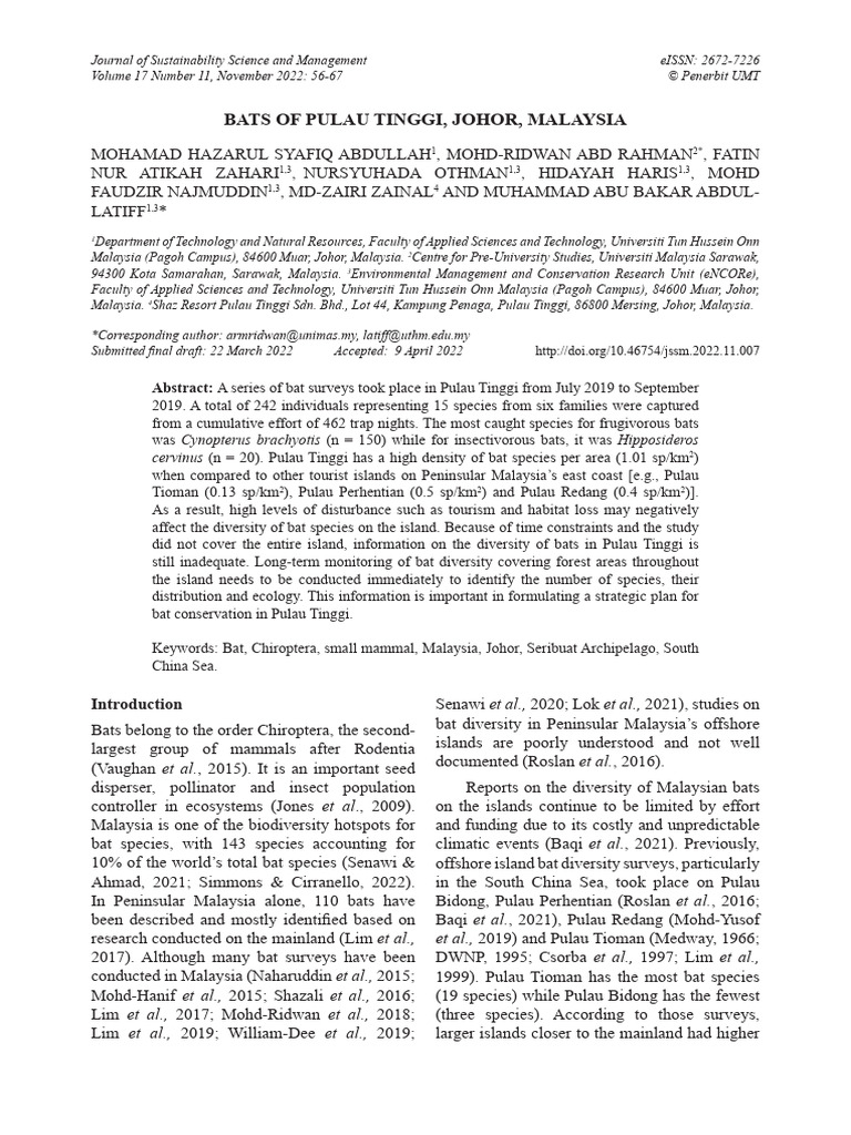 Abdullah et al 2022 | PDF | Biodiversity | Malaysia Abdullah et al 2022 | PDF | Biodiversity | Malaysia