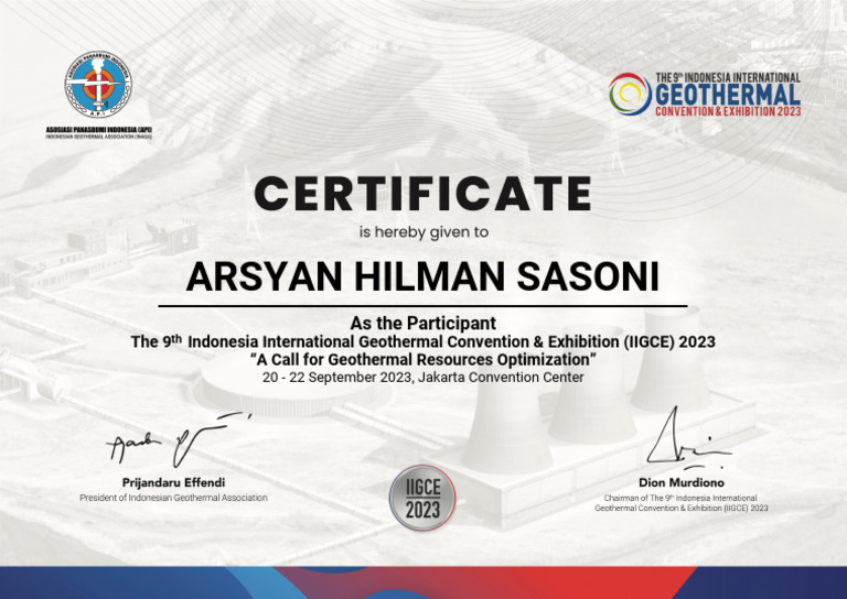 IIGCE 2023 E-Certificate - Arsyan Hilman Sasoni | PDF
