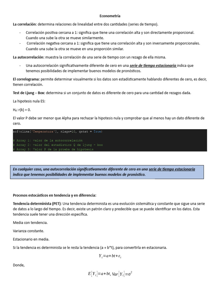 Econometría | PDF | Autocorrelación | Valor P