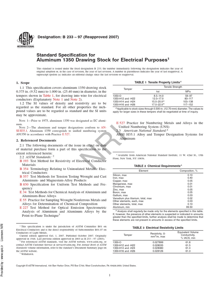 ASTM b233 2007 | PDF