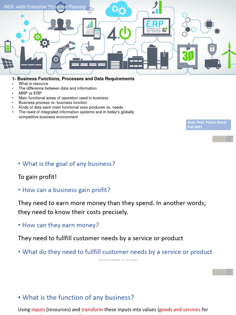 Understanding ERP and Business Functions | PDF | Enterprise Resource ...