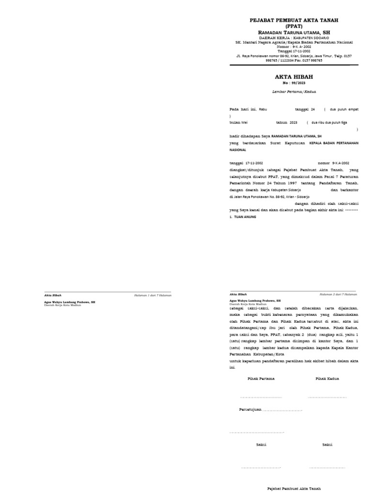 Akta Hibah | PDF