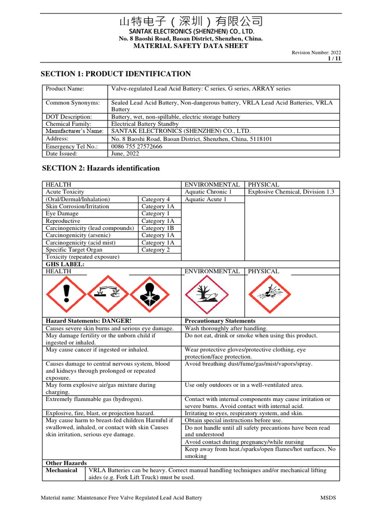 MSDS - LSI 2022 | PDF | Dangerous Goods | Lead