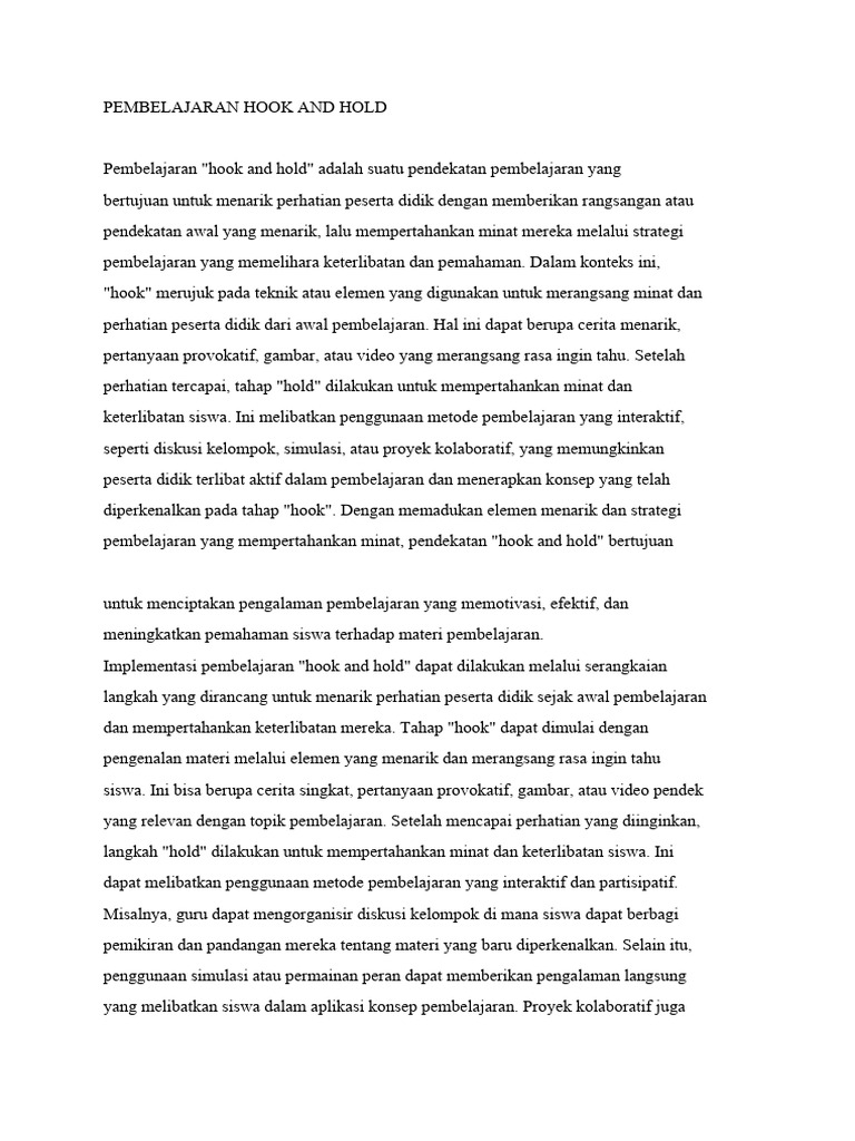 Pembelajaran Hook and Hold | PDF