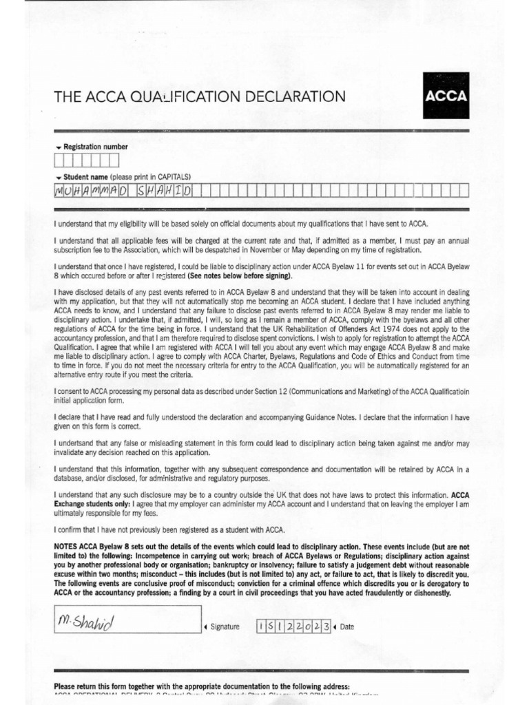 Student Declaration Form | PDF