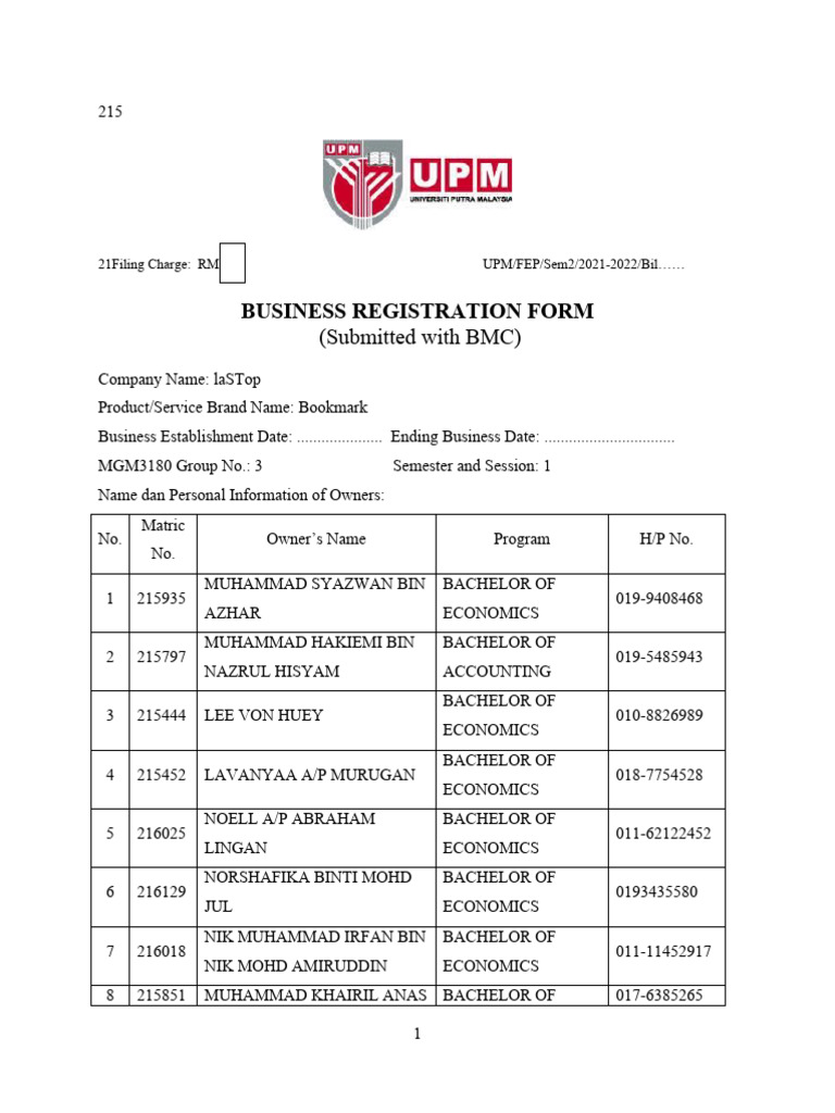 03 - Business Registration Form With BMC - 5% | PDF | Economies ...