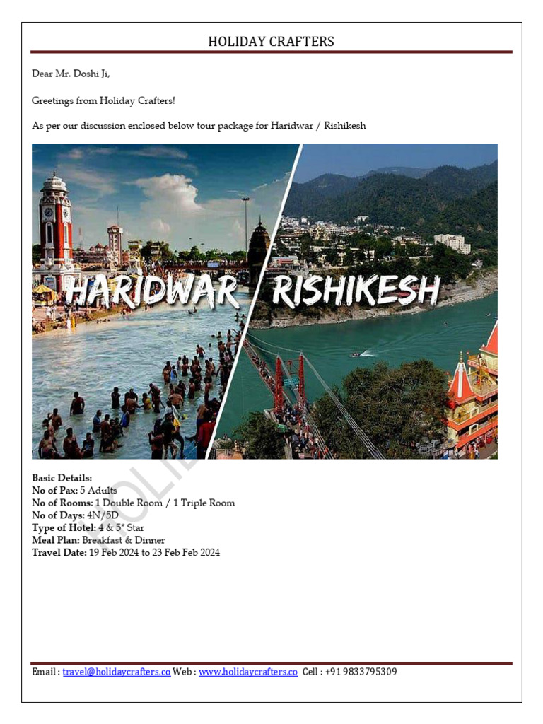 Bipin Doshi Ji Haridwar Rishikesh Tour | PDF