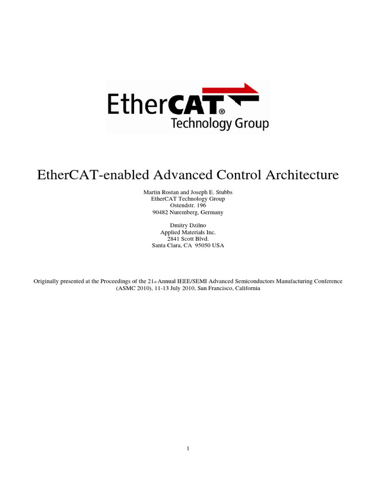 ASMC 2010 EtherCAT Enabled Advanced Control Architecture | PDF | Computer Engineering ...