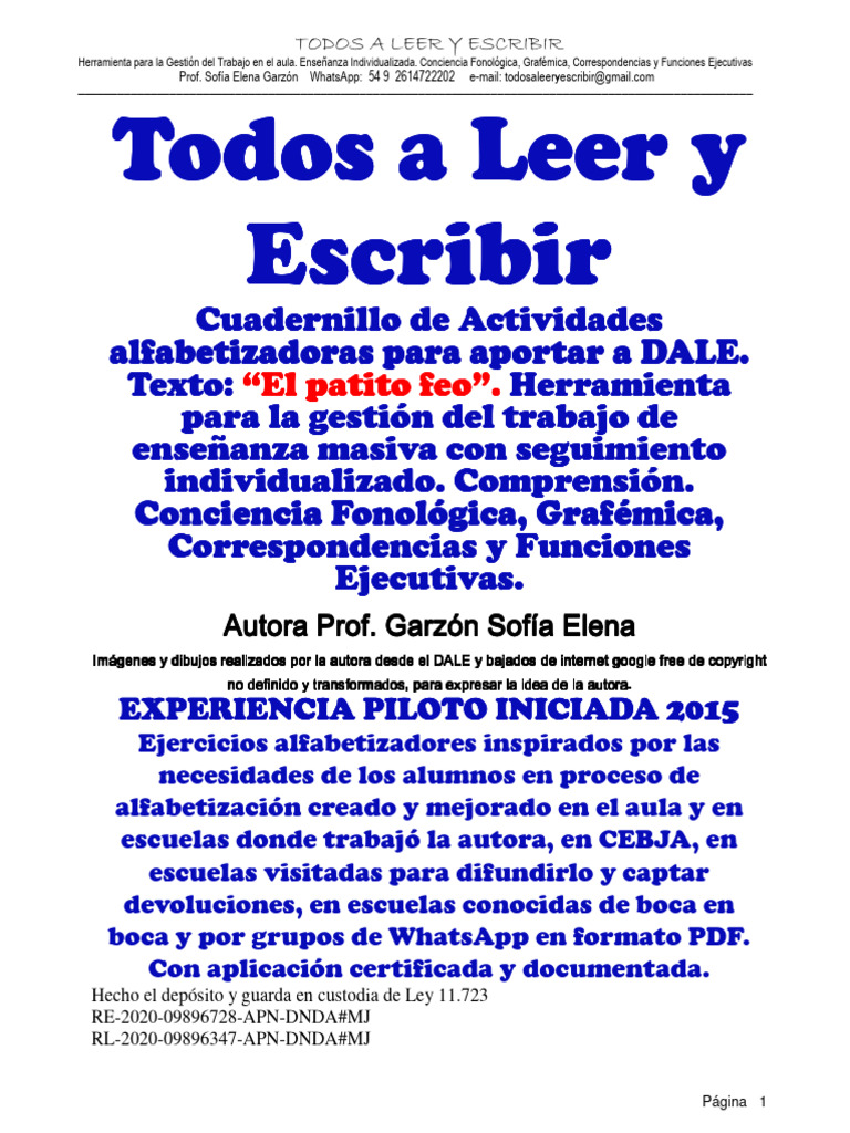 PATITO FEO Todos A Leer y Escribir | PDF | Sicología | Ciencias del ...