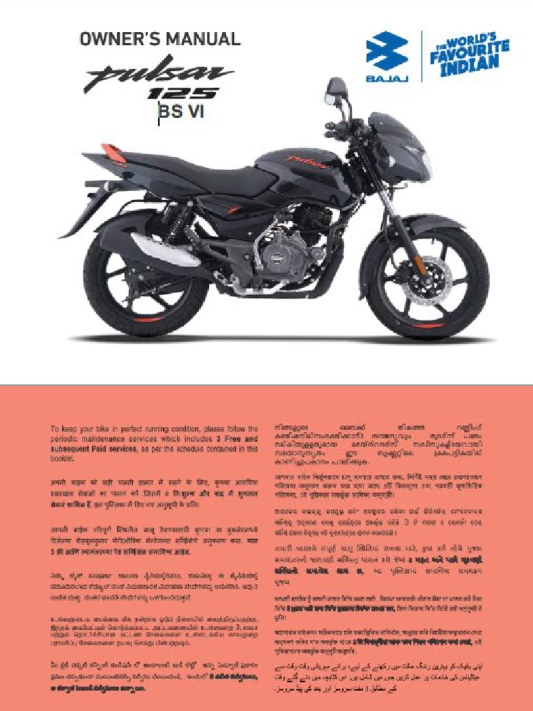 Pulsar 125 Owner's Manual Overview | PDF | Clutch | Motor Oil