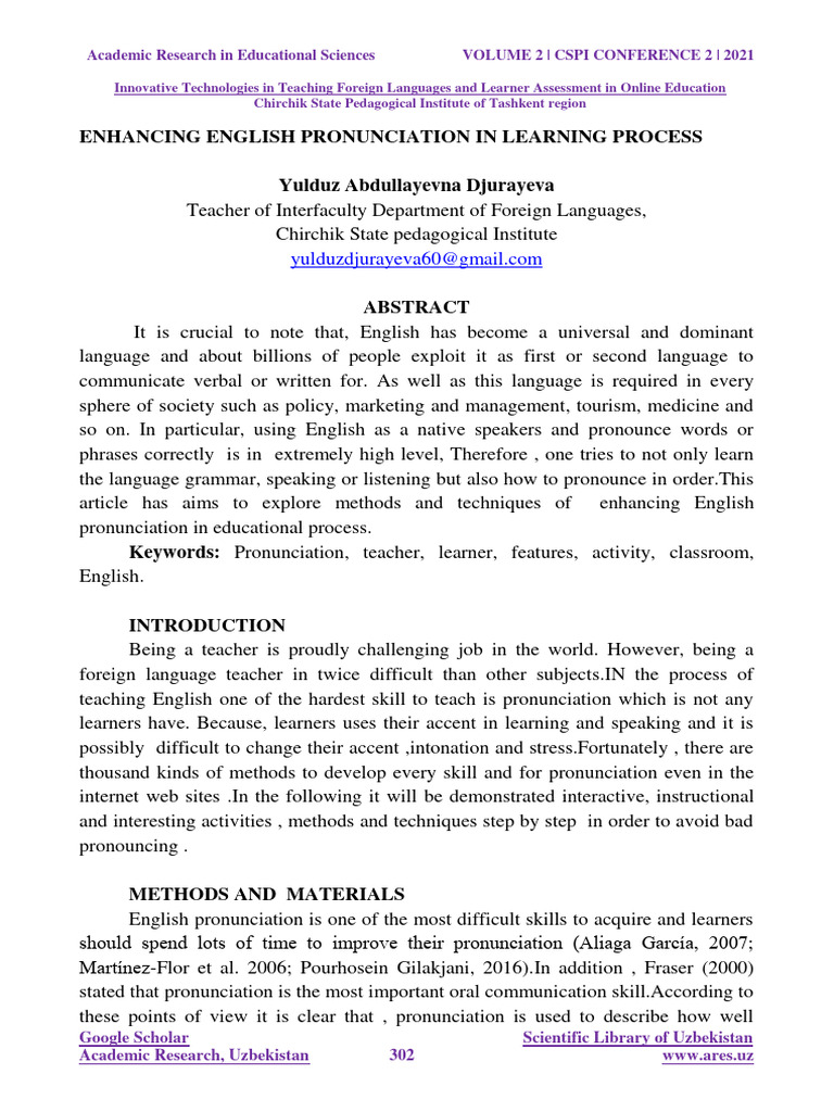 Enhancing English Pronunciation in Learning Process | PDF | Stress ...