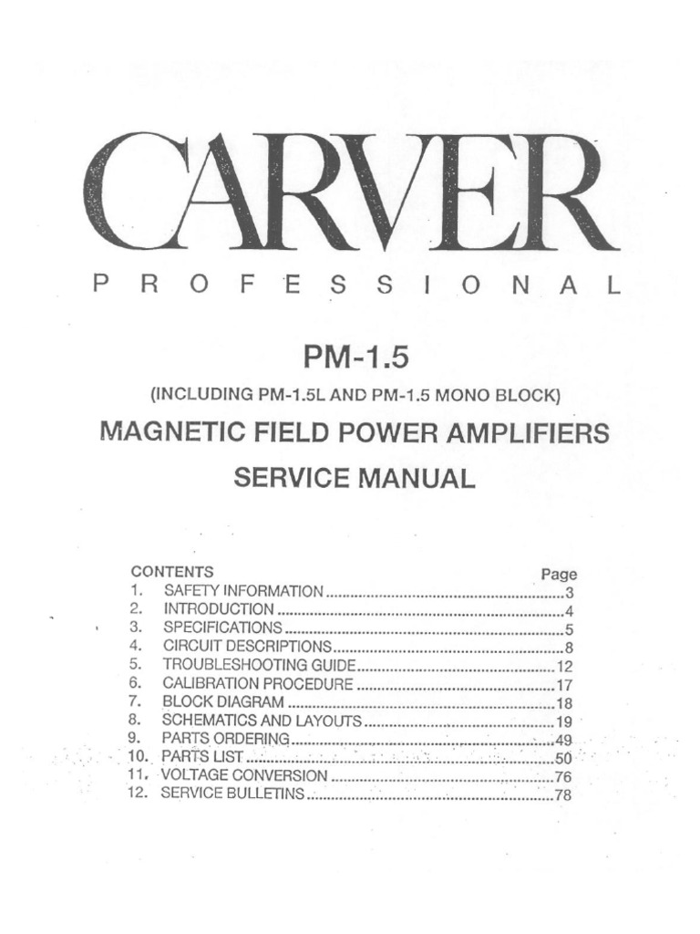 Carver pm-1.5 | PDF