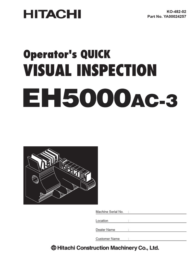 HITACHI EH5000AC-3 Daily Visual Inspection KO-482-02 | PDF