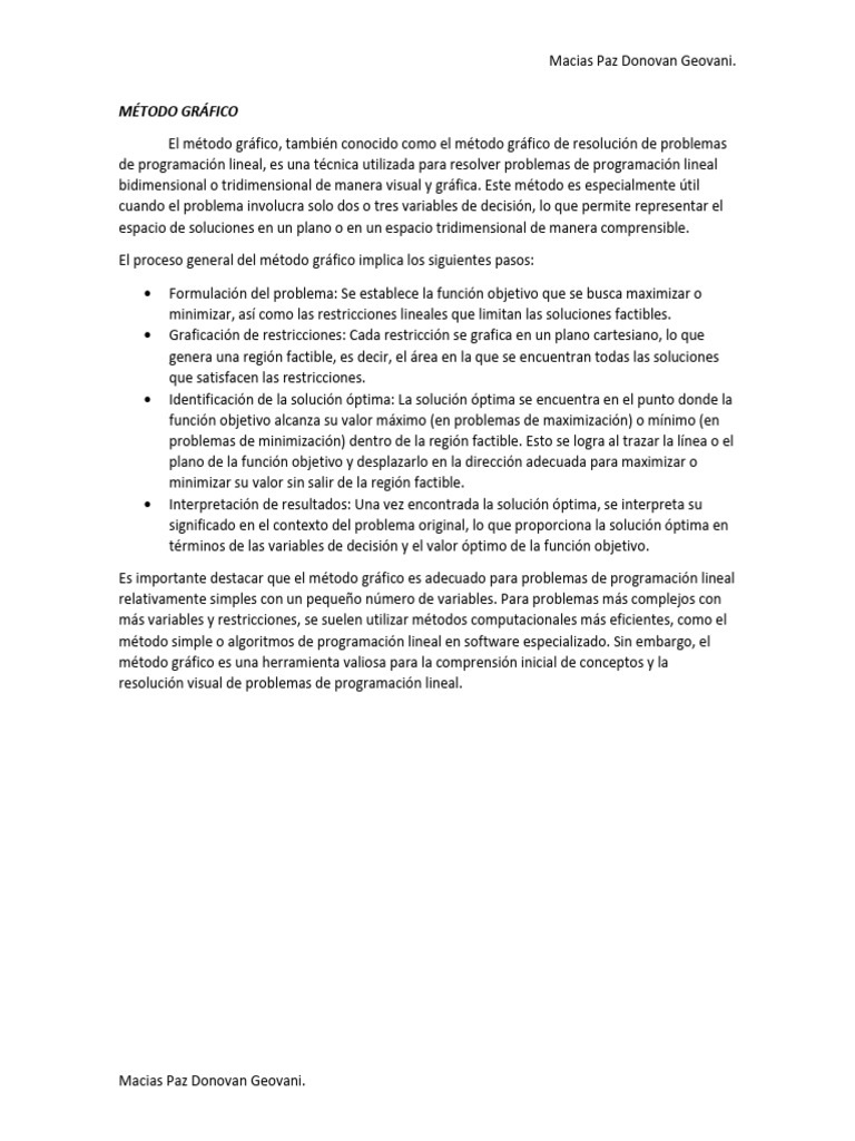 Método Gráfico | PDF | Programación lineal | Ecuaciones