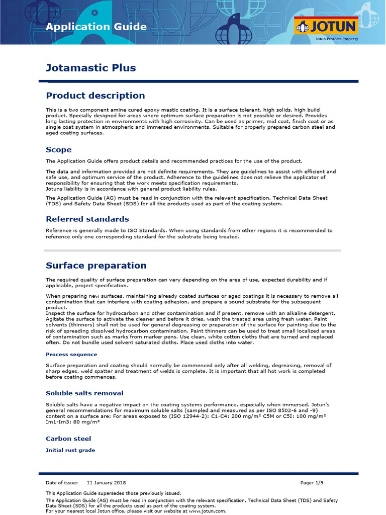 Jotun Jotamastic Plus - Aluminium Application Guide | PDF | Abrasive | Corrosion