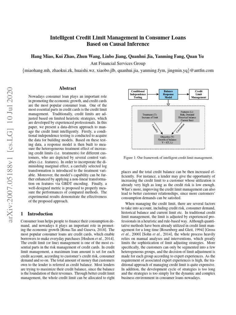 Intelligent Credit Limit Management in Consumer Loans Based On Causal ...