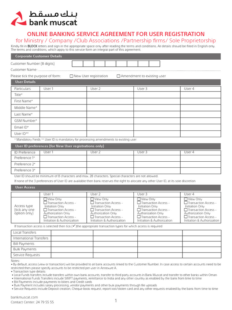 Corporat Online Banking Form - EN | PDF | Online Banking | Banks & Banking