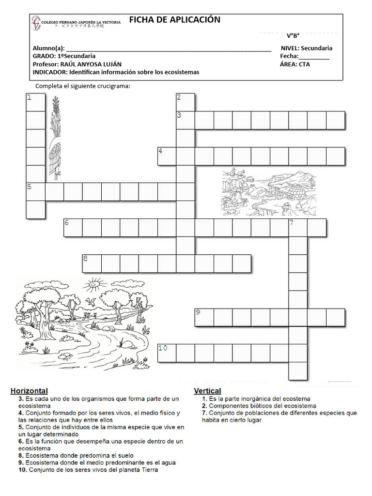 Crucigrama Ecosistemas | PDF | Ciencia y matemáticas