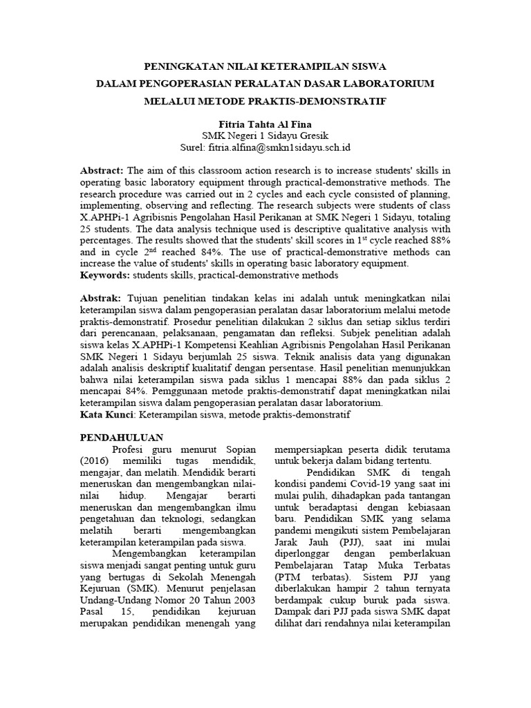 Artikel Ilmiah Pendidikan | PDF