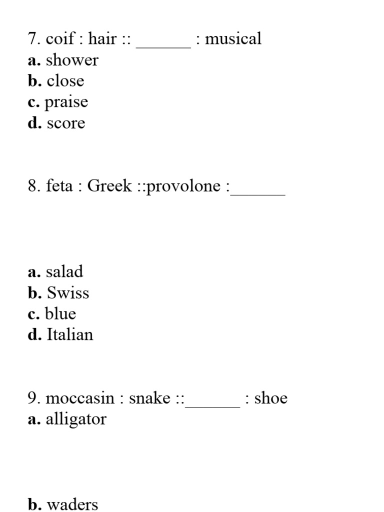 Analogy Quiz: Word Pair Relationships | PDF