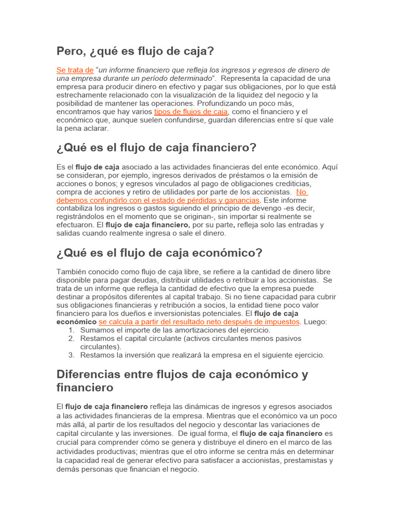 Flujo de Caja Económico y Financiero | PDF