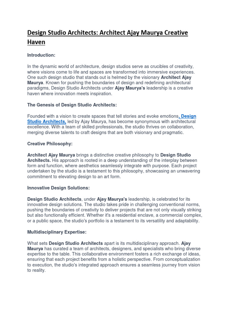 Design Studio Architects | PDF | Architect | Design