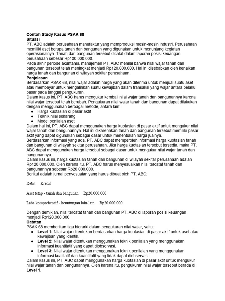Contoh Study Kasus Psak 68 Penjelasan | PDF | Bisnis
