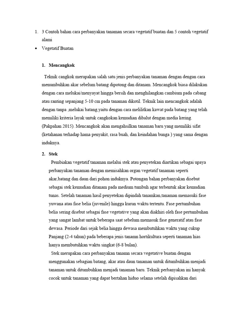 3 Contoh Bahan Cara Perbanyakan Tanaman Secara Vegetatif Buatan Dan 5 ...
