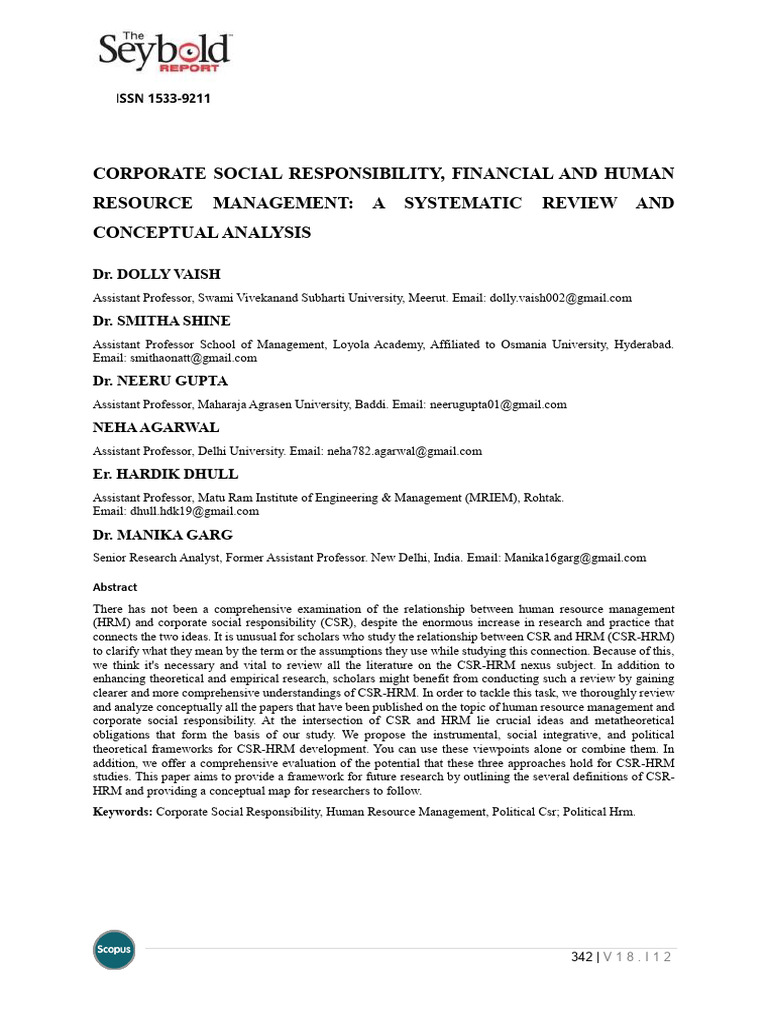 Corporate Social Responsibility, Financial and Human Resource ...