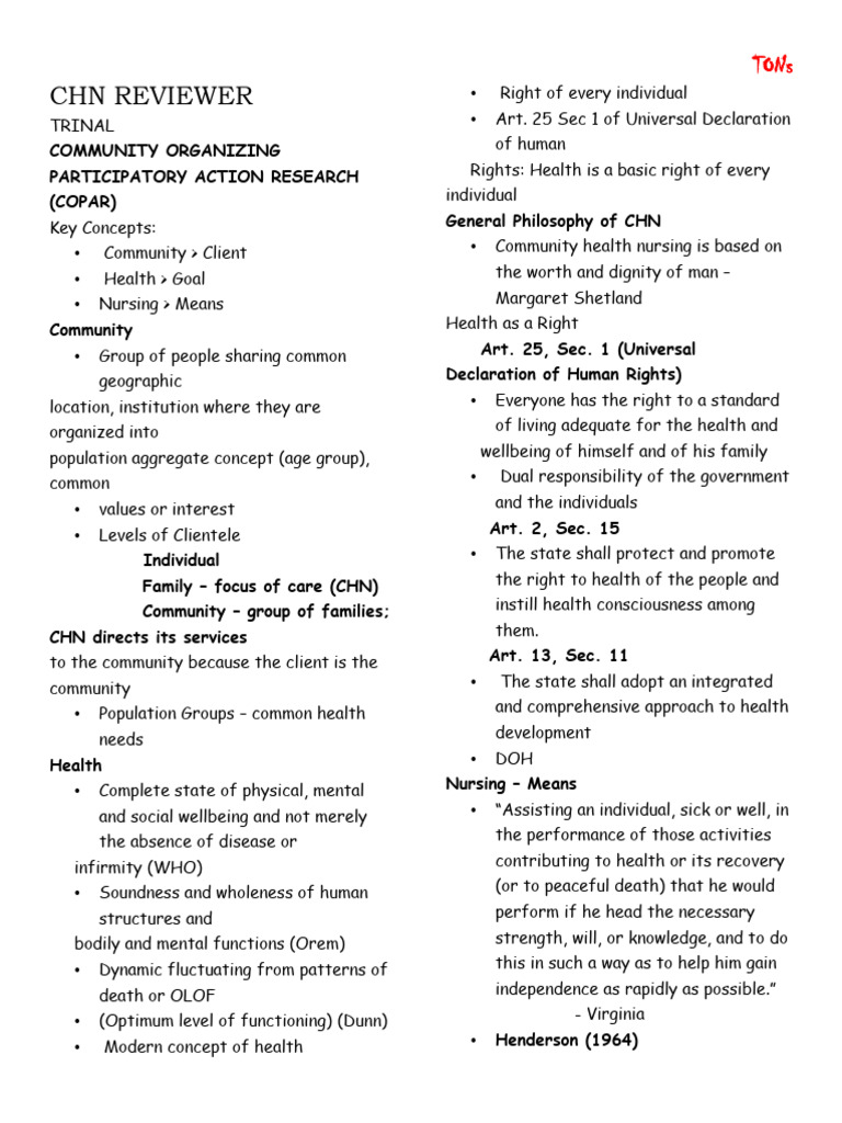 CHN 2 Copar Reviewer | PDF