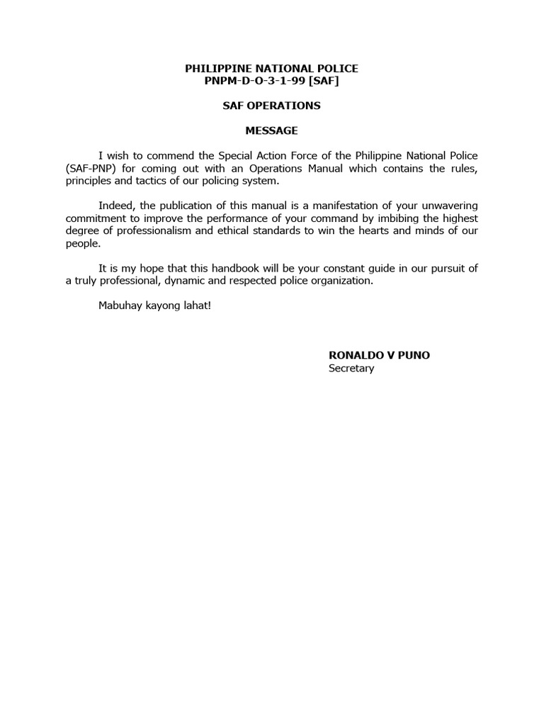 PNP SAF Operations Manual | PDF | Sniper | Reconnaissance