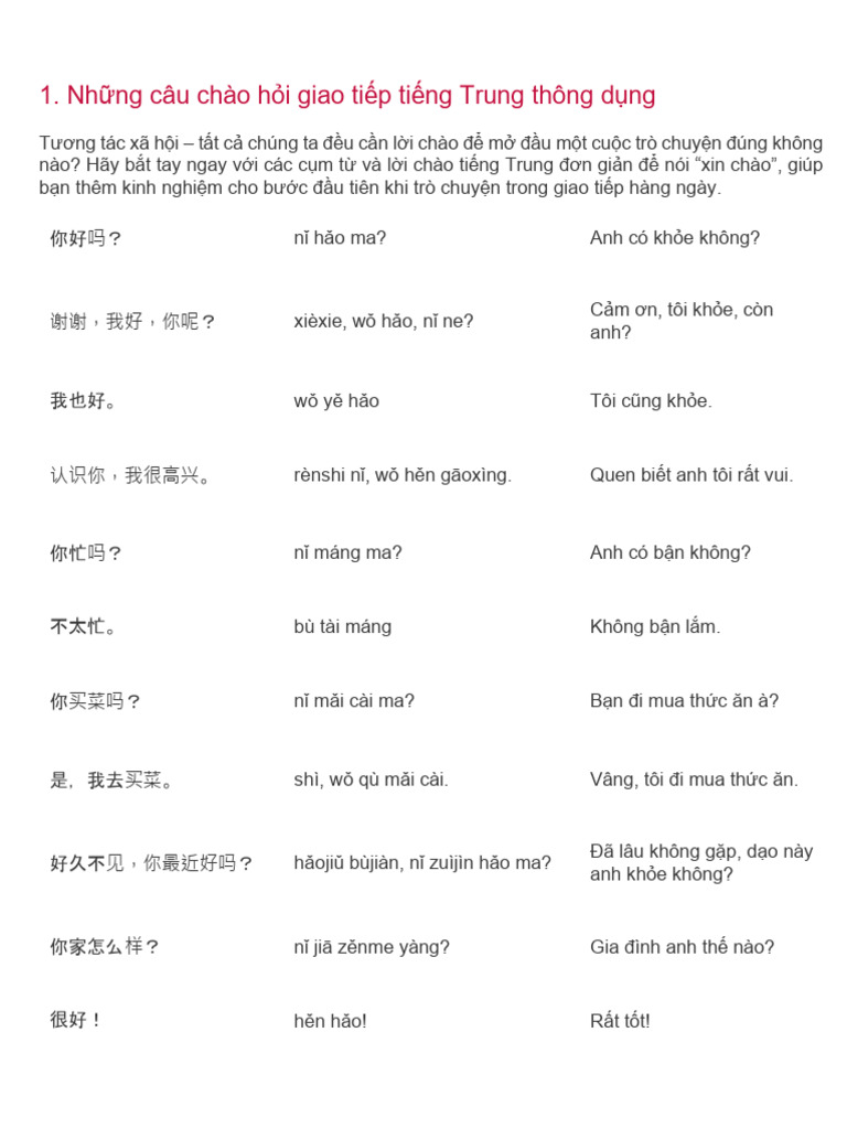 Tieng Hoa Co Ban | PDF