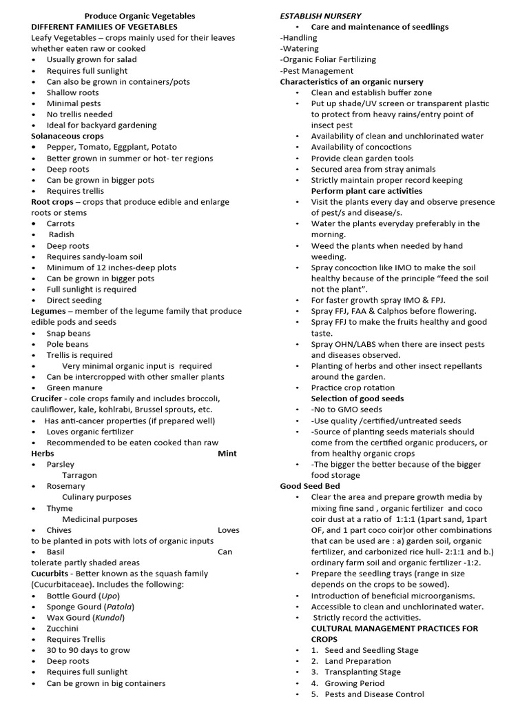 Produce Organic Vegetables | PDF | Vegetables | Crop Rotation