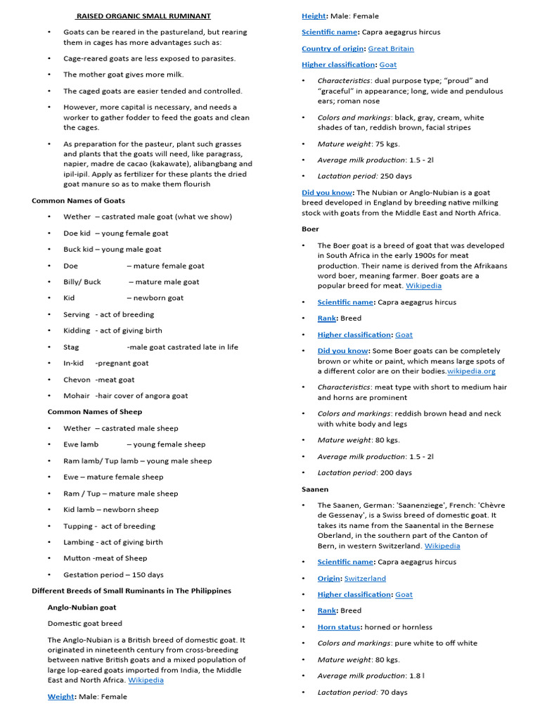 Raised Organic Small Ruminants | PDF