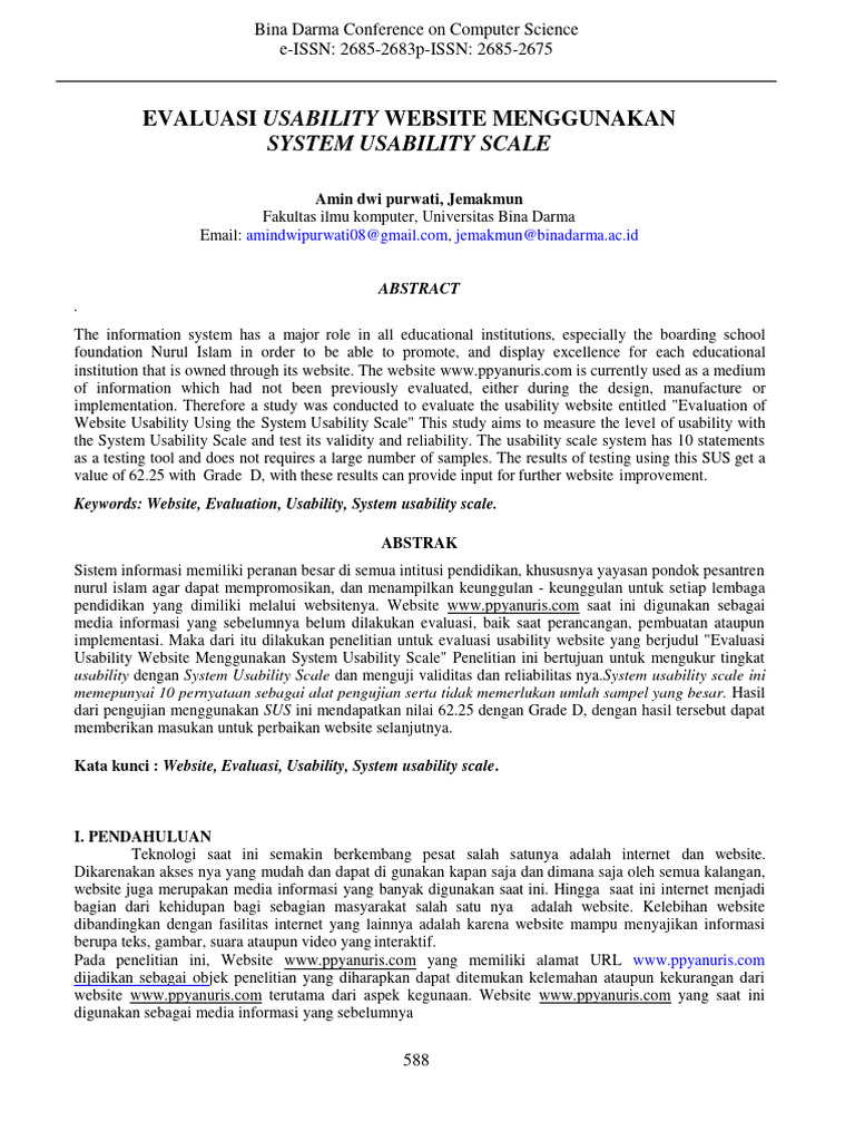 Jurnal - Evaluasi Usability Website Menggunakan System Usability Scale ...