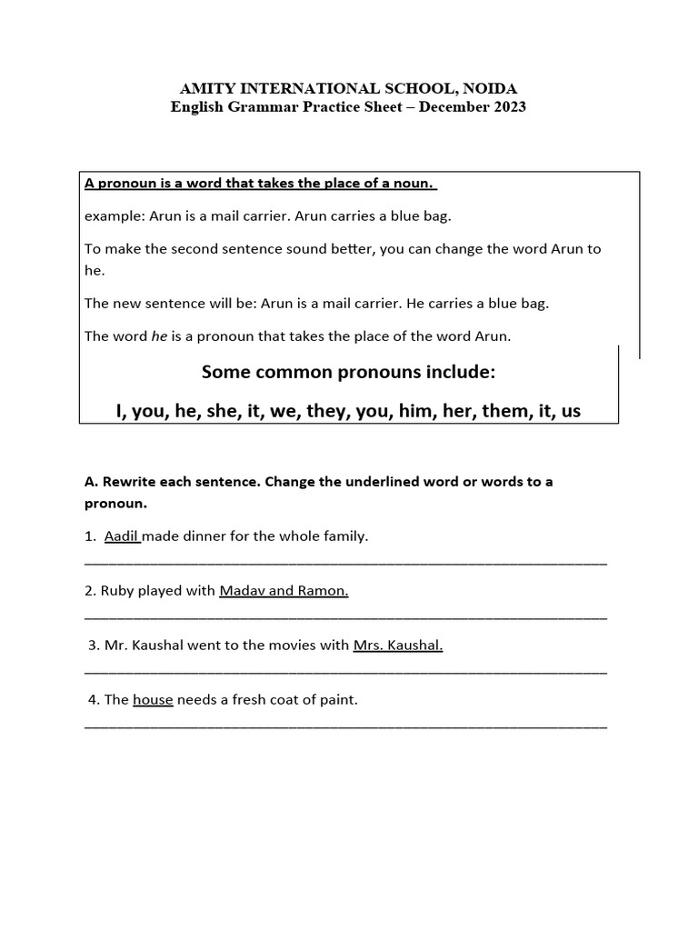 English Grade 3 Amity Pronoun | PDF
