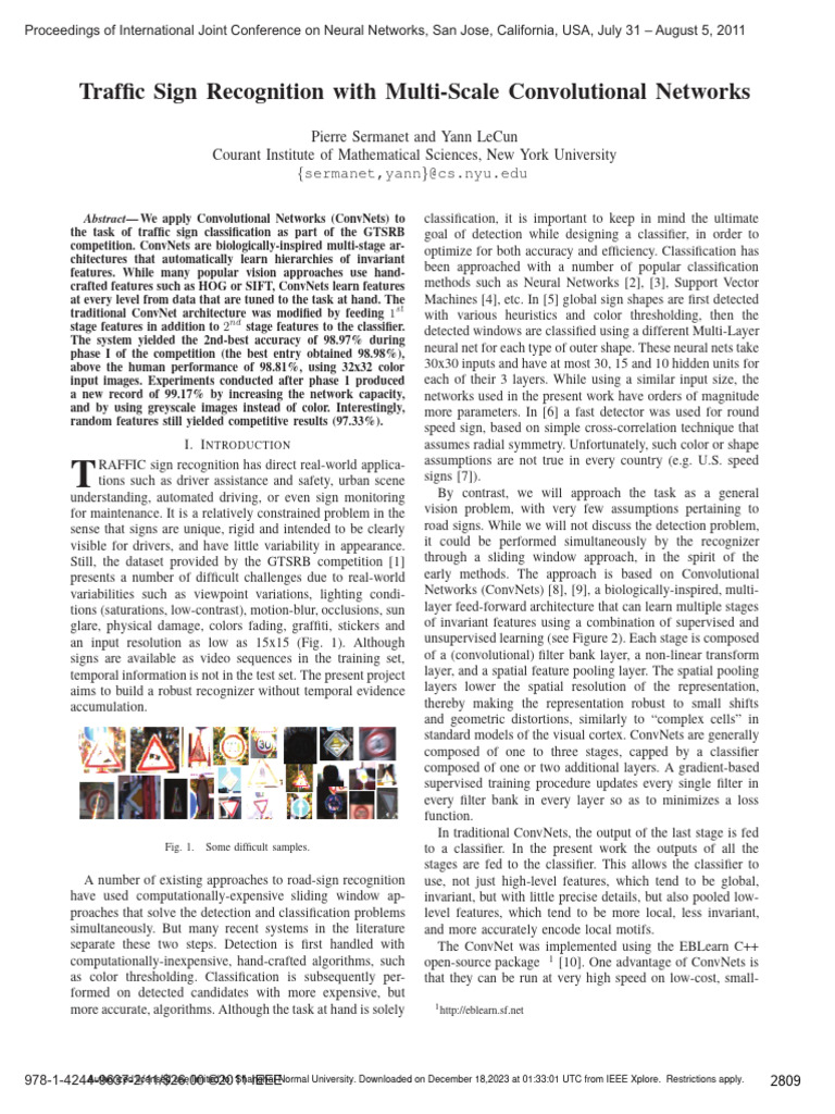 Traffic Sign Recognition With Multi-Scale Convolutional Networks | PDF ...