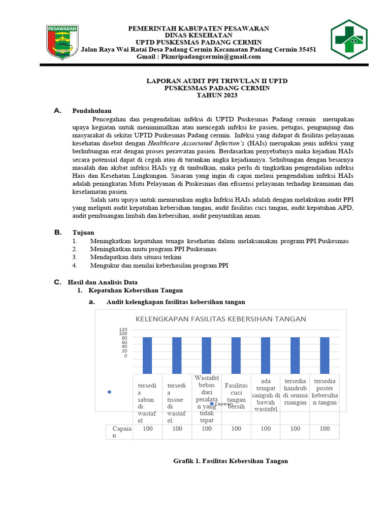 Laporan Audit PPI Puskesmas 2023 | PDF
