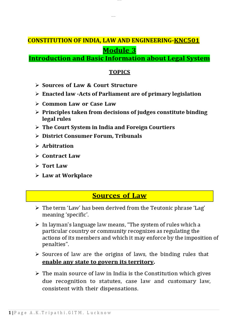 Unit-3-Notes-Knc-501 Complete | PDF | Precedent | Tort Unit-3-Notes-Knc-501 Complete | PDF | Precedent | Tort