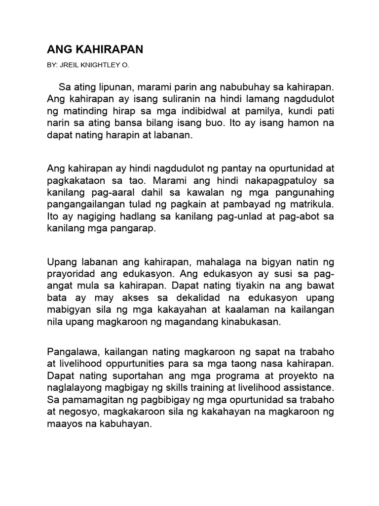 Ang Kahirapan 1 | PDF