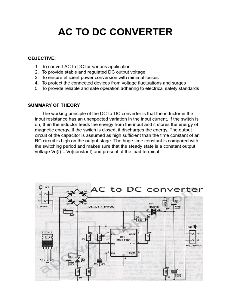 AC-TO-DC-CONVERTER | PDF | Rectifier | Direct Current