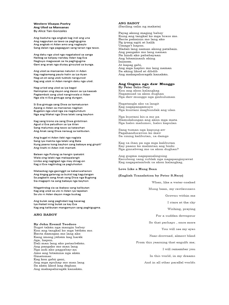 Western Visayas Poetry | PDF