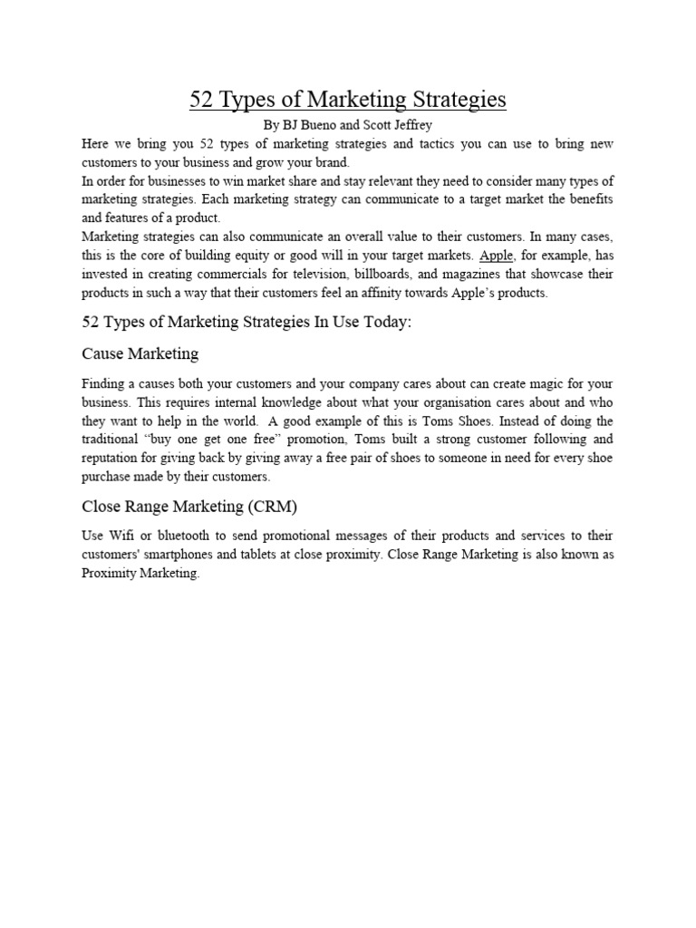 52 Marketing Strategies Explained | PDF | Direct Marketing | Marketing