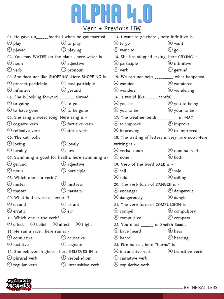 EXAM 17 - English Exam 02 | PDF | Verb | Language Arts & Discipline