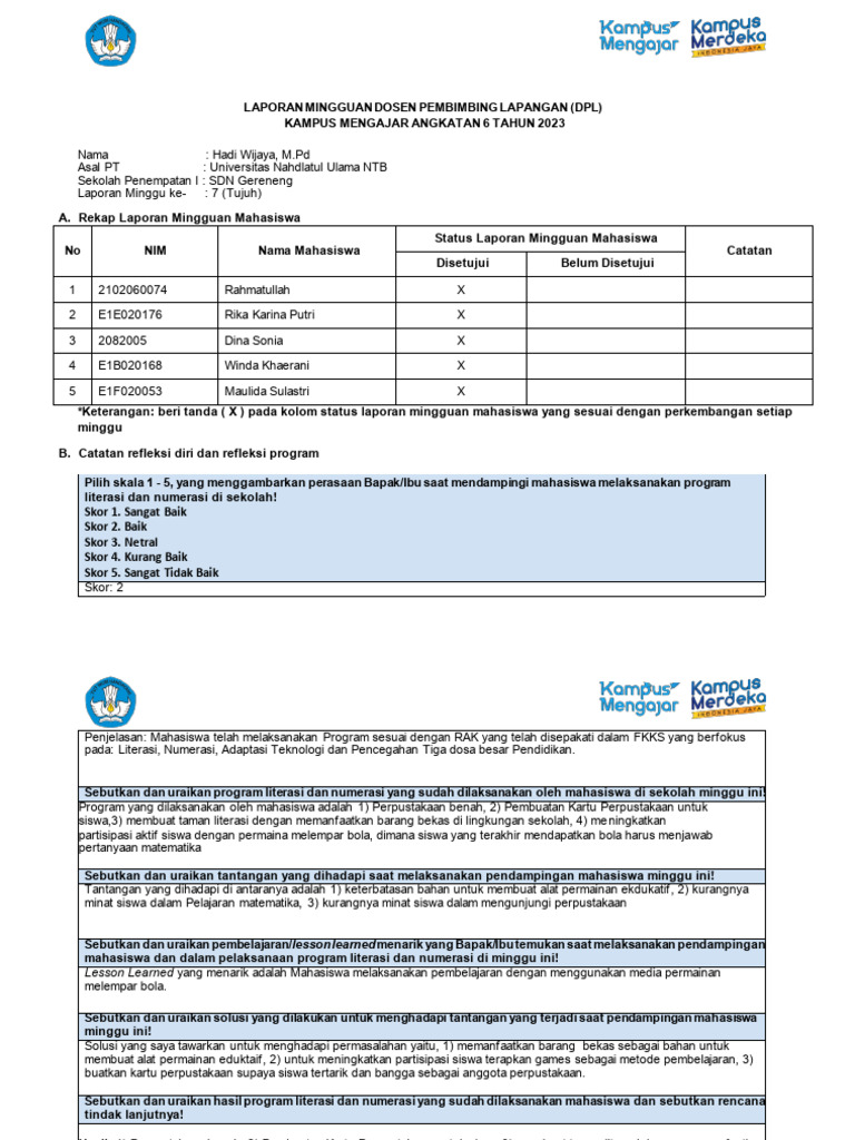 Laporan - Mingguan7 - DPL | PDF