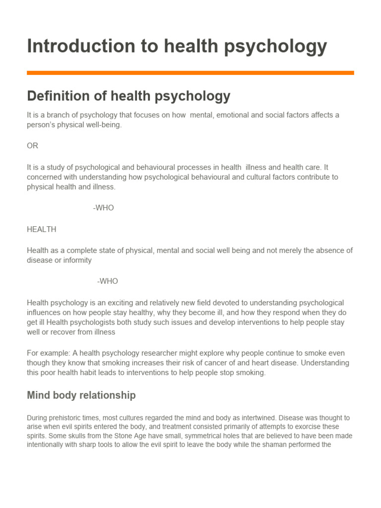 Health Psychology | PDF