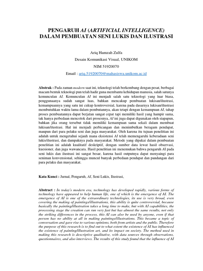 Pengaruh AI Art Pada Pembuatan Seni Lukis Dan Ilustrasi | PDF | Ilmu Sosial